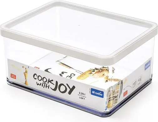 Hranatá plastová dóza na potraviny LOFT bílá 2,25 l