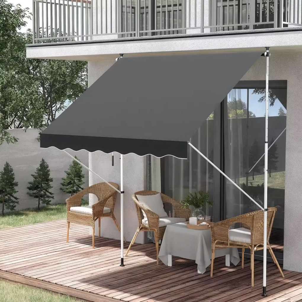 Upínací balkonová sluneční markýza KLODZ 300x120 cm šedá