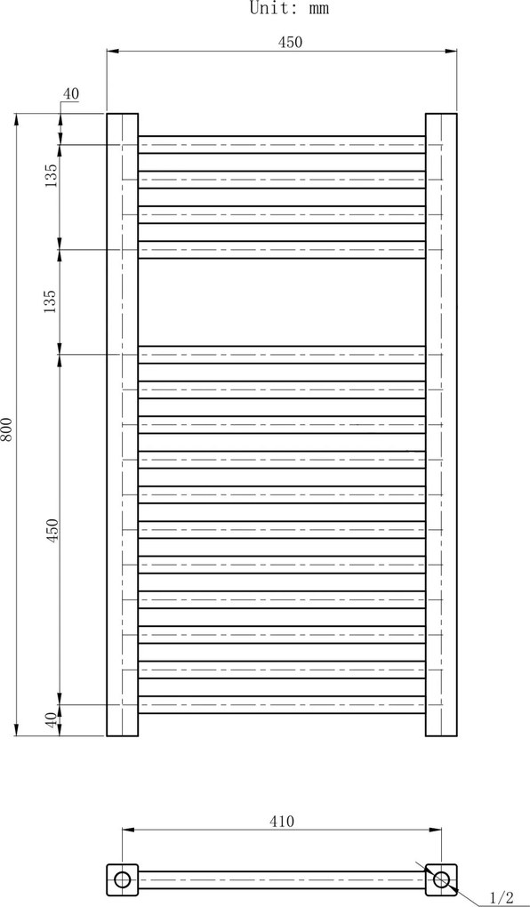 Gamma Erga Proper, topné těleso 800x450 mm, 428W, bílá, ERG-LAV-PROP-8045-WH