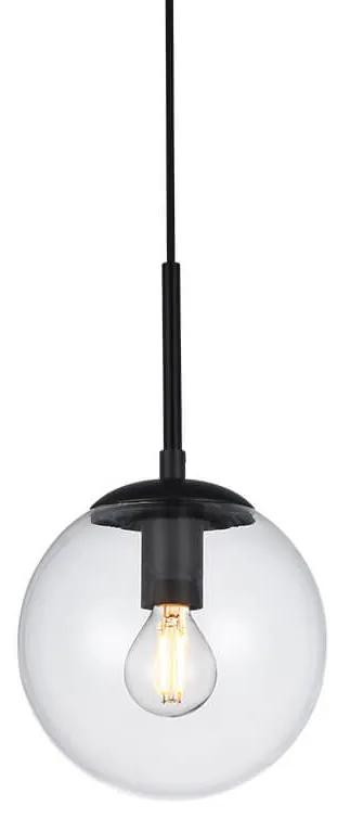 Černé závěsné světlo Redo 01-3164/skleněná koule Ø 15 cm