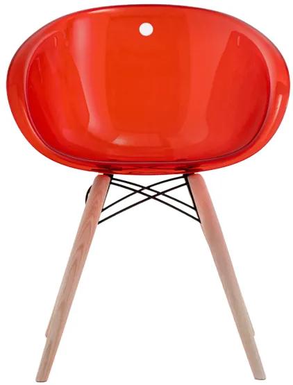 PEDRALI - Židle GLISS WOOD 905 DS - transparentní červená