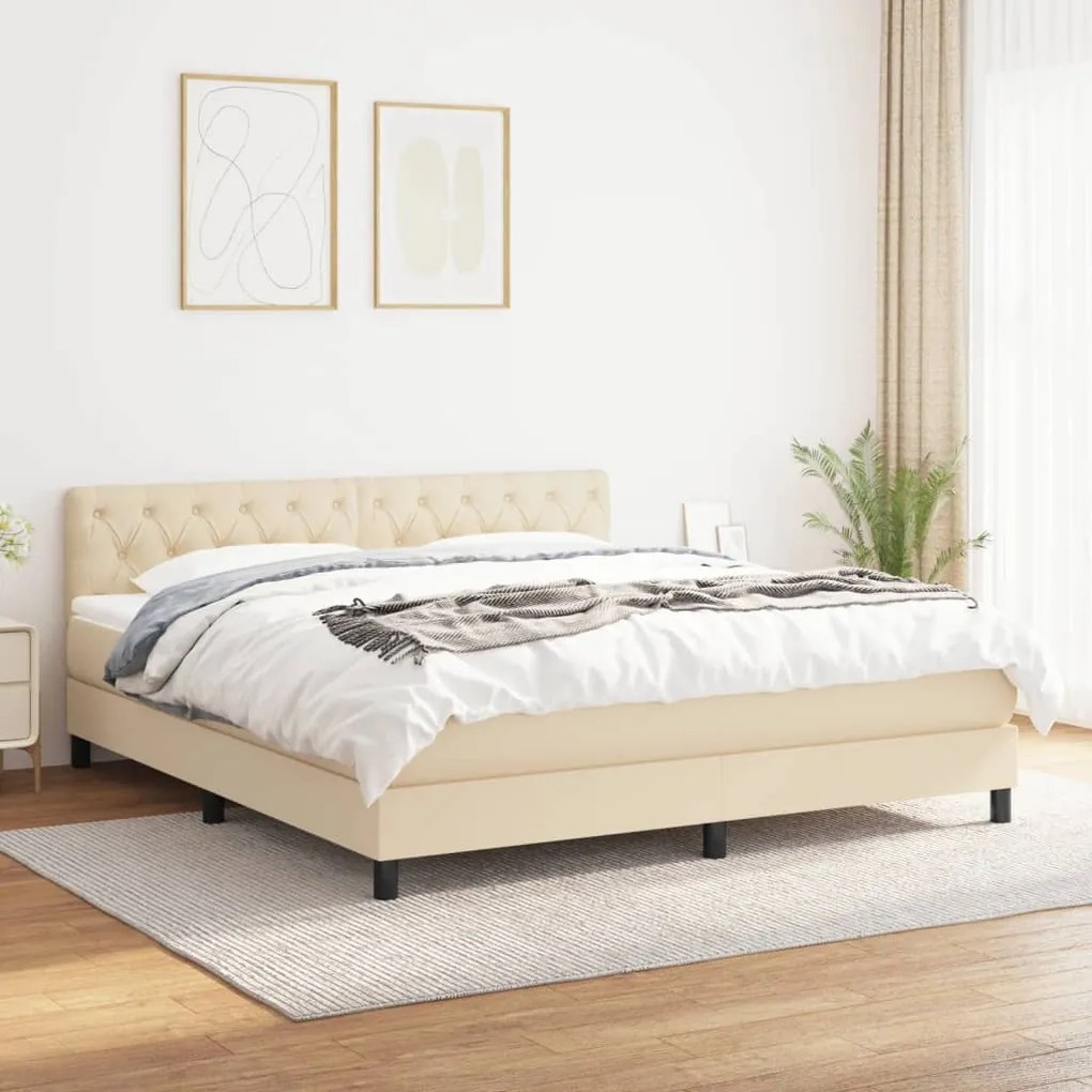 Box spring postel s matrací krémová 160x200 cm textil 3140310