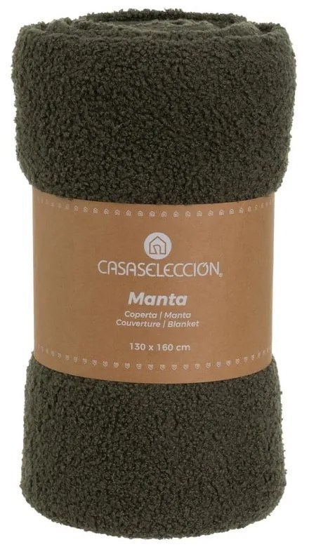 Zelená deka s beránkem 130x160 cm Sherpa Bouclé – Casa Selección