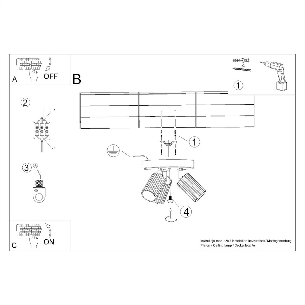 Sollux Lighting Stropní svítidlo KARBON 3P černé