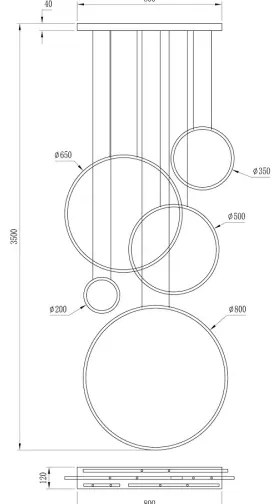 LED Lustr na lanku SATURNO LED/100W/230V černá