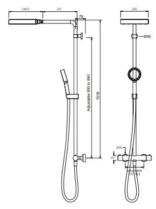 Teorema Select Design - POLO Termostatický sprchový systém, Chrom 1525311-T01