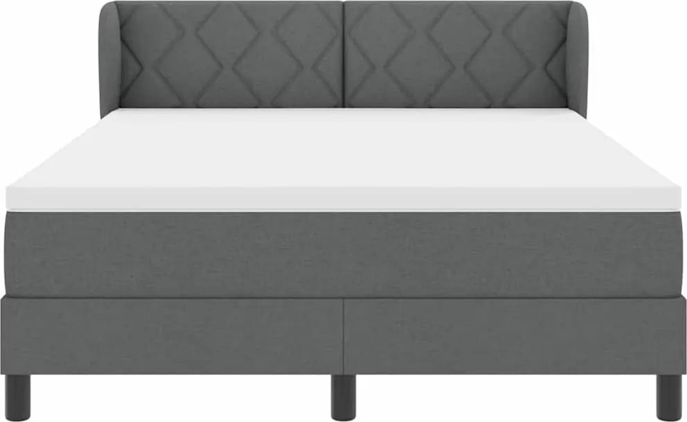 Postel s boxspringem s čelo Tmavě šedá 140 x 190 cm textil 3340081