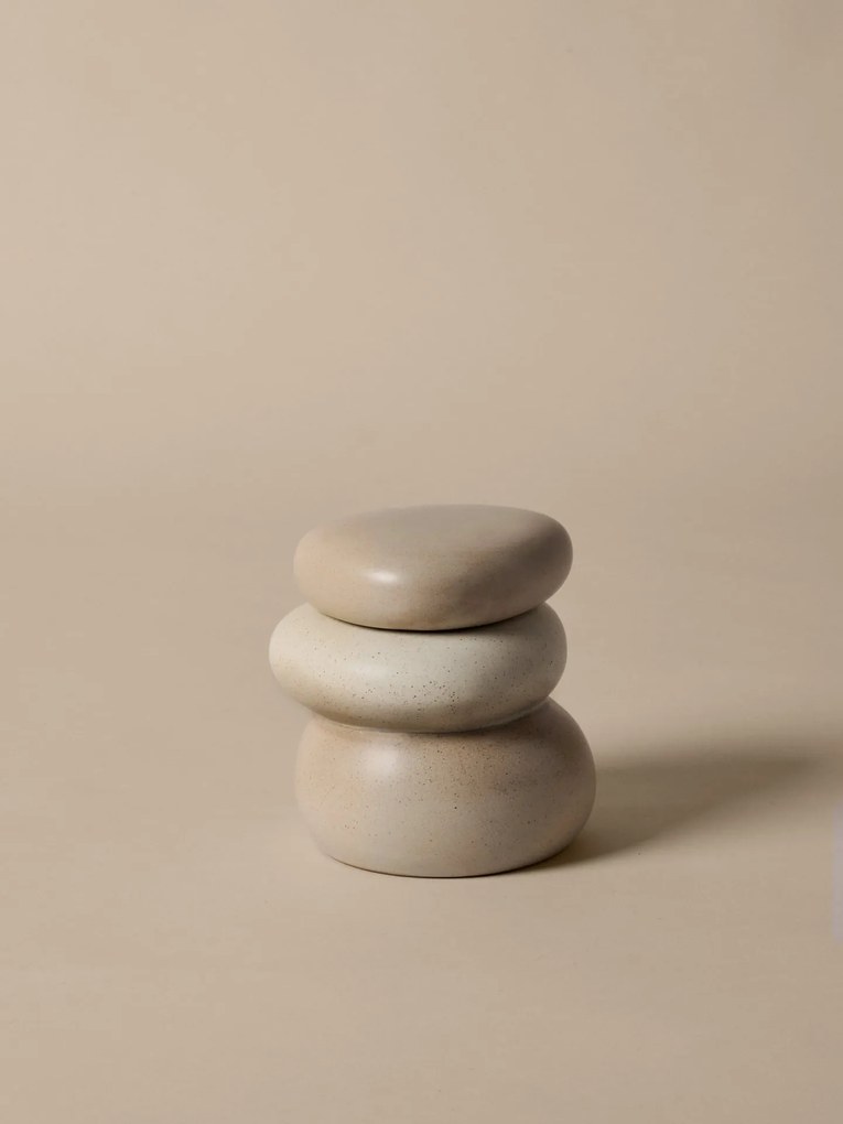 Ferm Living Úložná dóza Pebble Sand/Cream Large, krémová barva, keramika