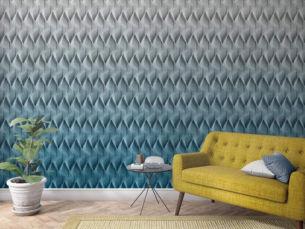 Marburg Designová tapeta mural s 3D efektem VLNKY modré