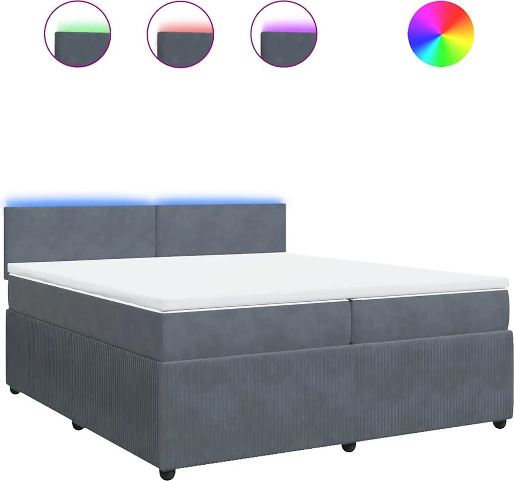 Box spring postel s matrací tmavě šedá 200x200 cm samet 3290125