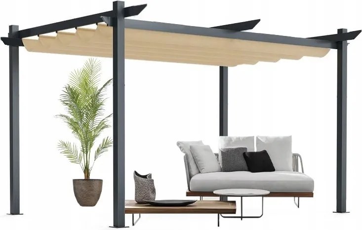 TRENDIE Pergola šedá s béžovou střechou 3x4m