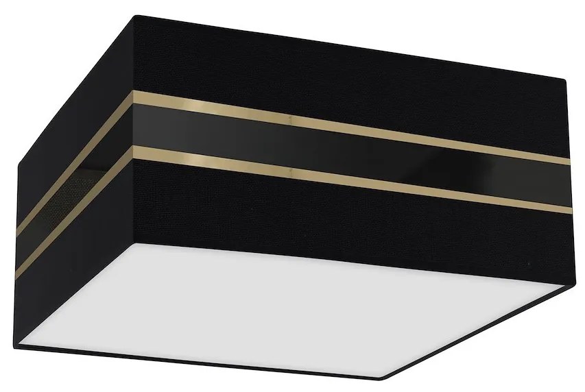 Stropní svítidlo Ultimo Square, 1x černé/zlaté textilní stínítko, (bílé plexisklo), (40 cm)