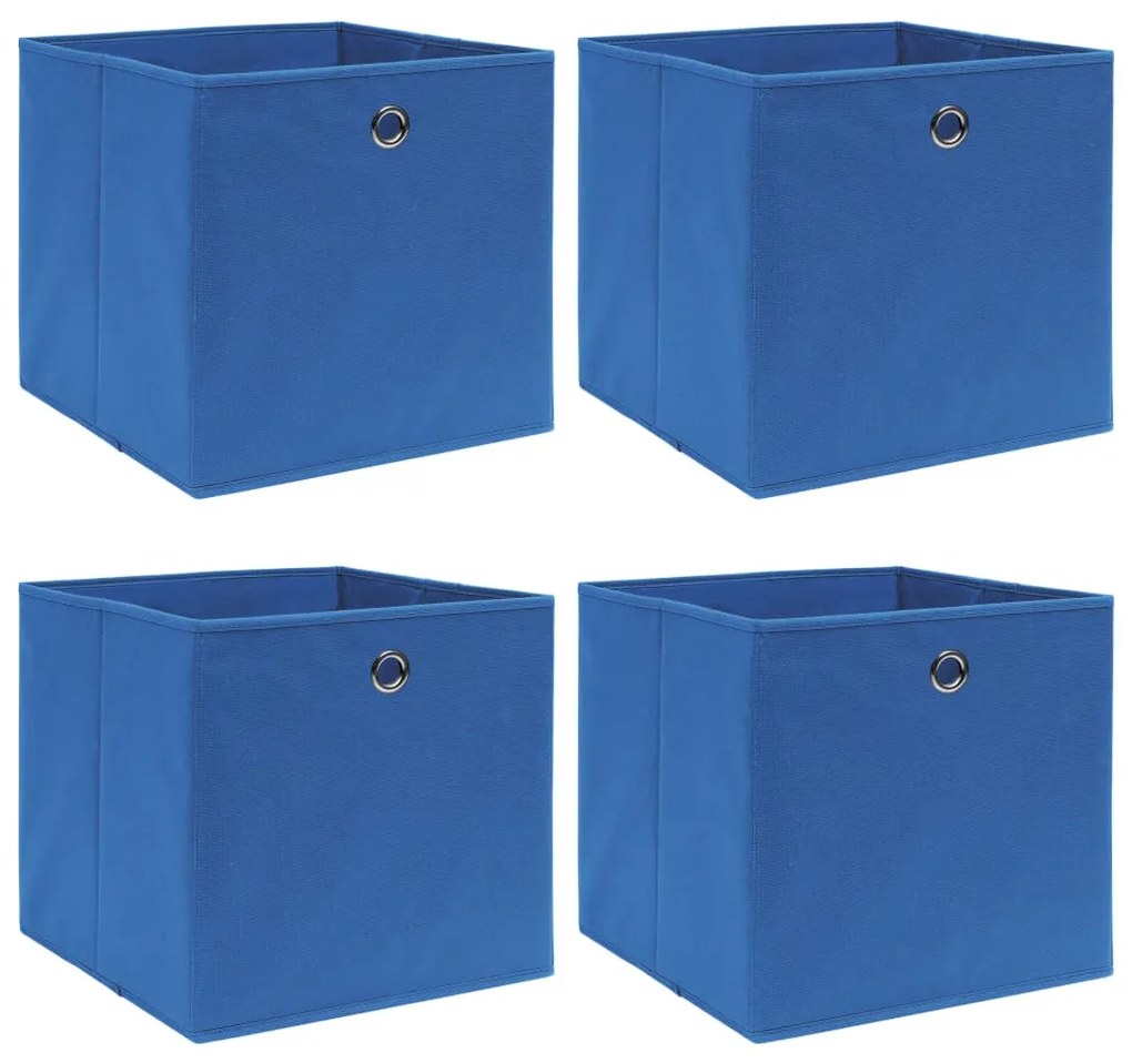 Úložné boxy 4 ks modré 32 x 32 x 32 cm textil 288337