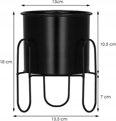 Květináč se stojanem 18 cm, černý SPRINGOS ARTON