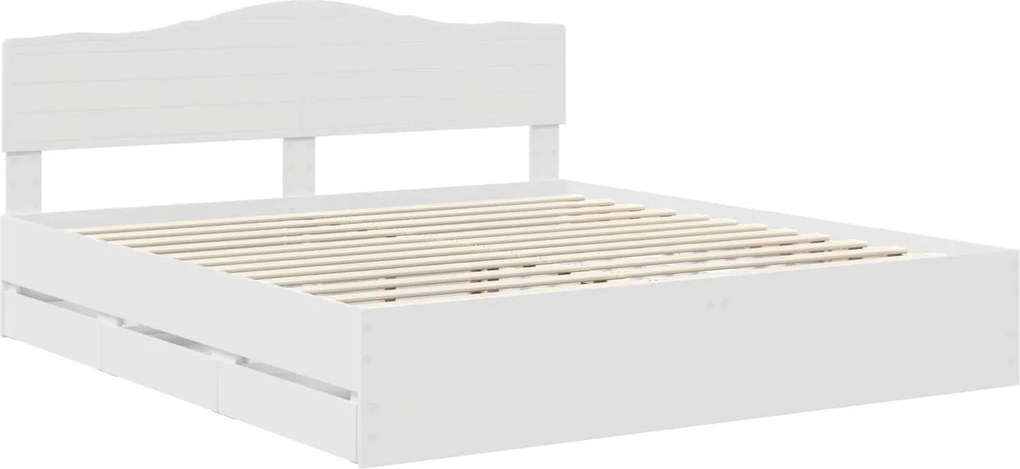 Rám postele se zásuvkou Bílá 180 x 200 cm Inženýrské dřevo 3412977