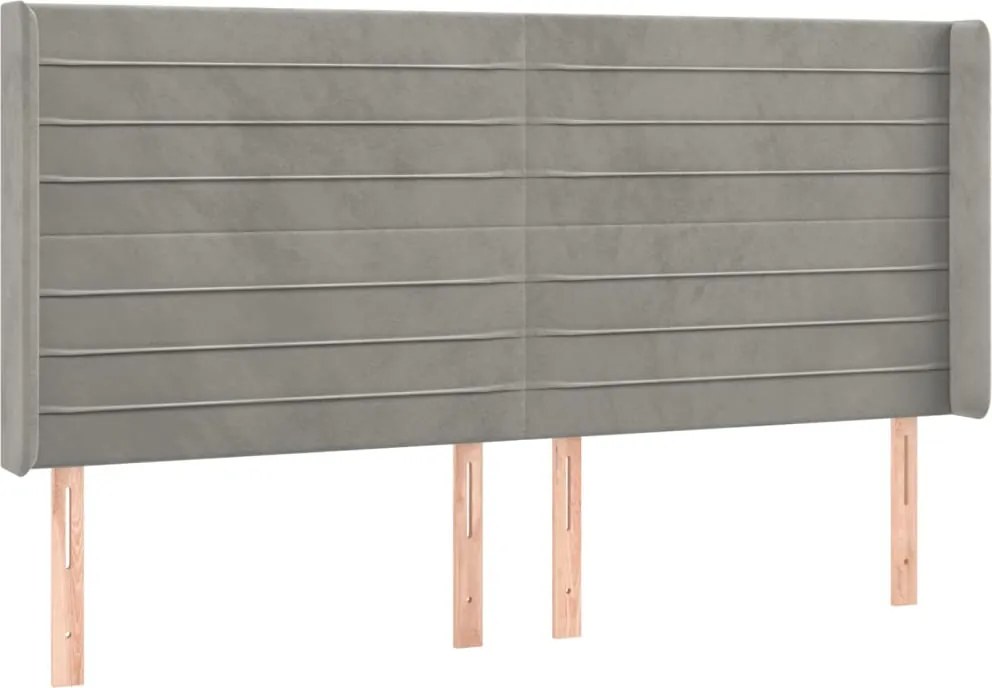 Box spring postel s matrací a LED světle šedá 160x200 cm samet 3139631