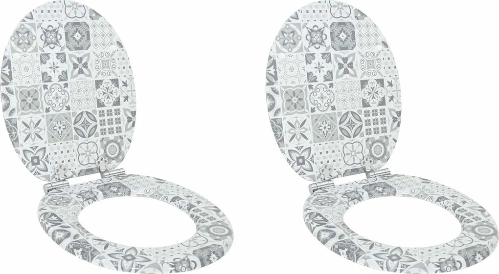 Toaletní sedátko s tlumeným zavíráním 2 ks Modro-bílá porcelán 3414540