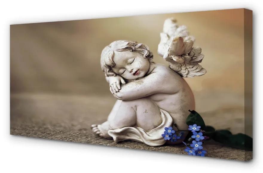 Obrazy na plátně Spící anděl květiny desky 100x50 cm