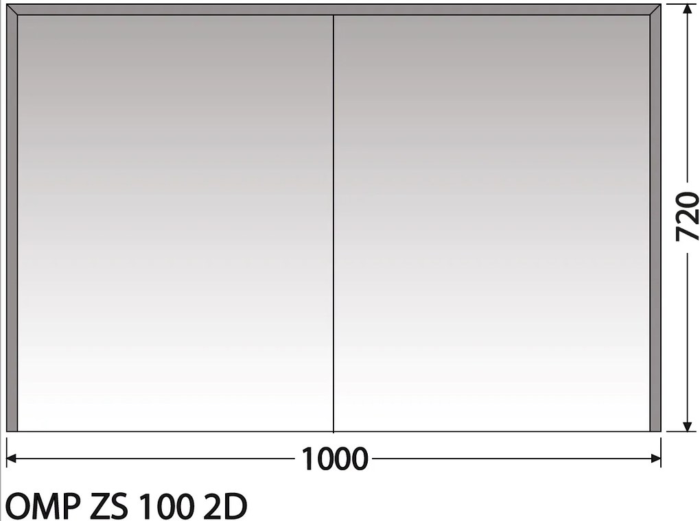 INTEDOOR zrcadlová skříňka dvoudveřová OMP ZS 100 Povrch: 0606 AP ARCTIC WHITE MAT
