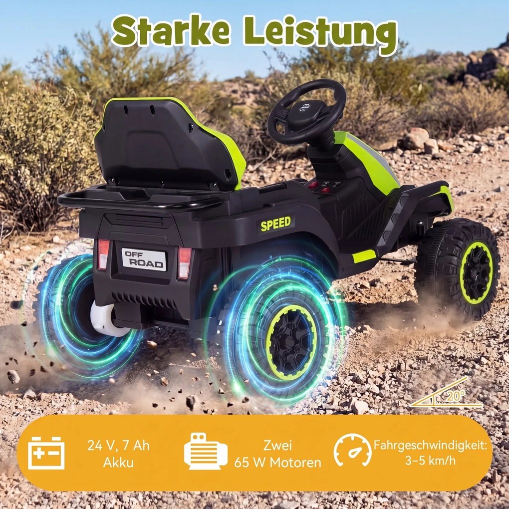 Costway 24 Elektrický traktor V Elektrický traktor pro děti ve věku 3 a – zelený