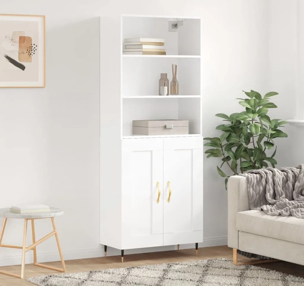 vidaXL Skříň highboard 69,5 x 34 x 180 cm kompozitní dřevo [3189934] Barva: Bílá