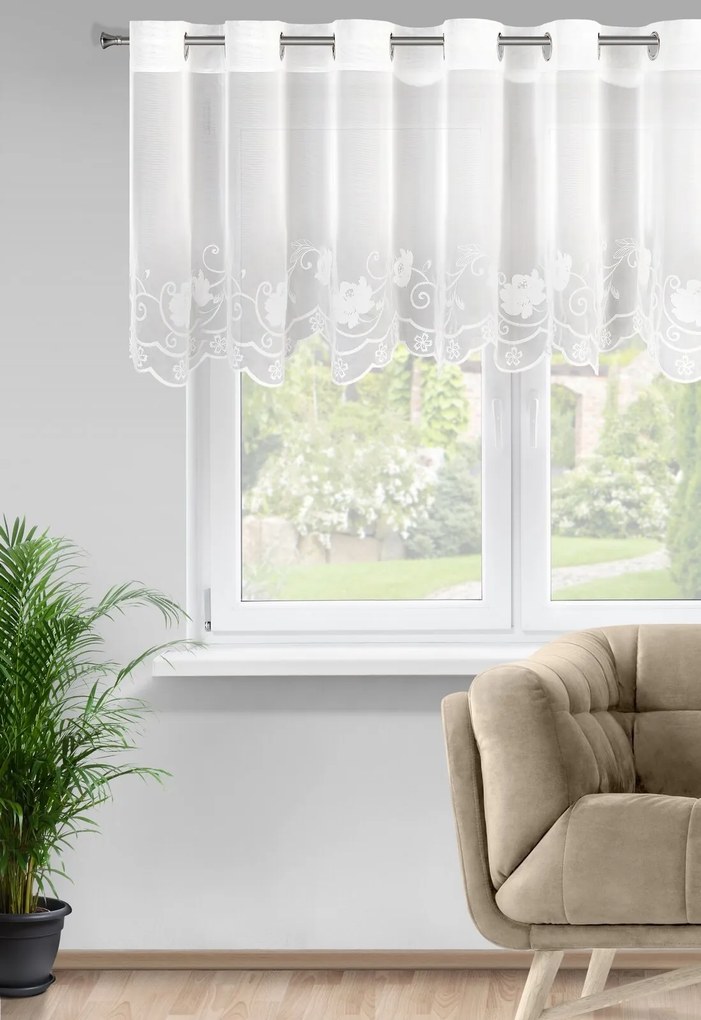 ZÁCLONA NA KROUŽCÍCH LETI 350X70 CM KVĚTY
