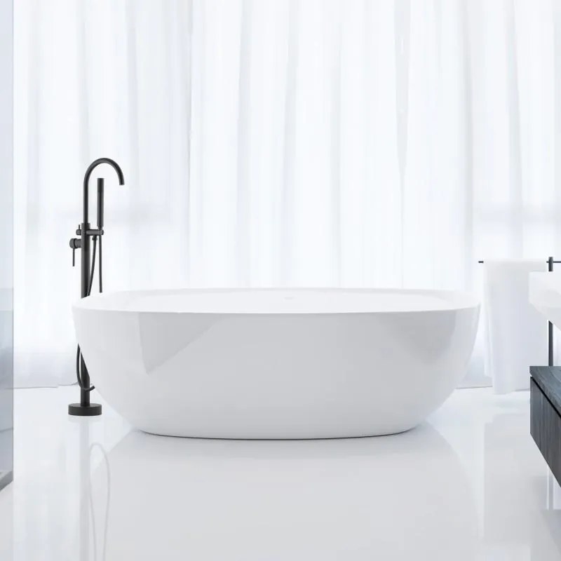 Erga Monte, volně stojící vanová baterie h-1130, černá matná, ERG-YKA-BP.MONTE-BLK