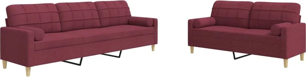 2dílná sedací souprava s polštáři vínová textil 3278341