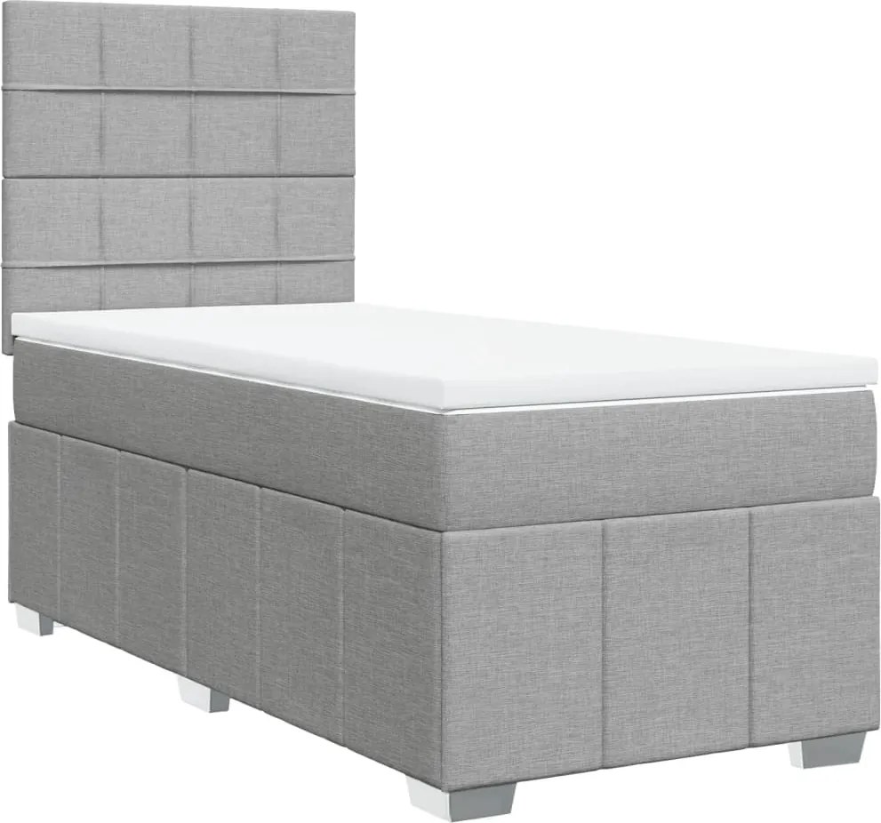 Box spring postel s matrací světle šedá 80 x 200 cm textil 3291495