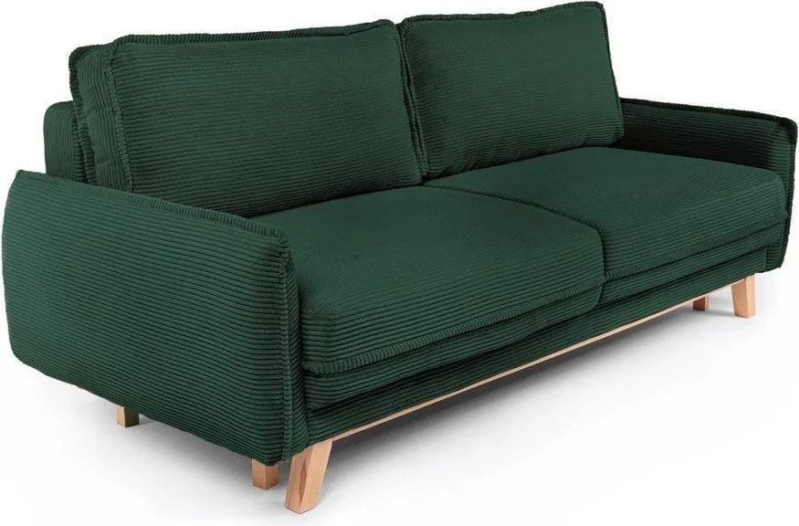 Tmavě zelená manšestrová rozkládací/s úložným prostorem pohovka 218 cm Tori – Bonami Selection