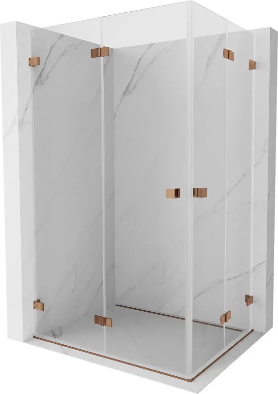 Mexen Lunar-F Duo, skládací sprchový kout 95 x 90 cm, 6mm čiré sklo, profil růžové zlato, 836-095L-090P-60-00