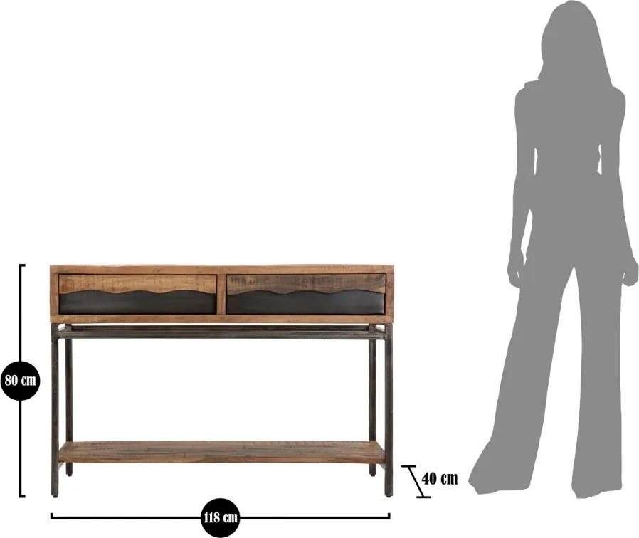 Designová konzola Halszka 118 cm hnědá / černá