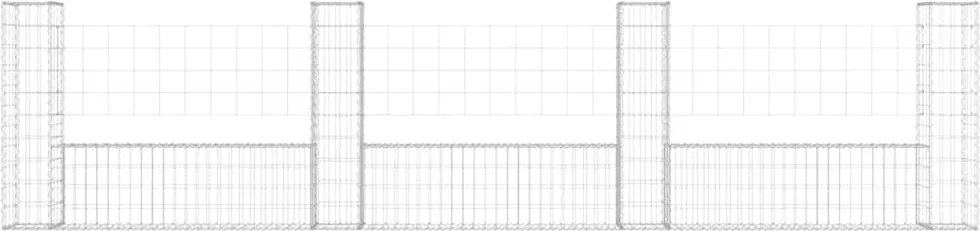 Gabionový koš ve tvaru U se 4 sloupky železo 380 x 20 x 100 cm 151277