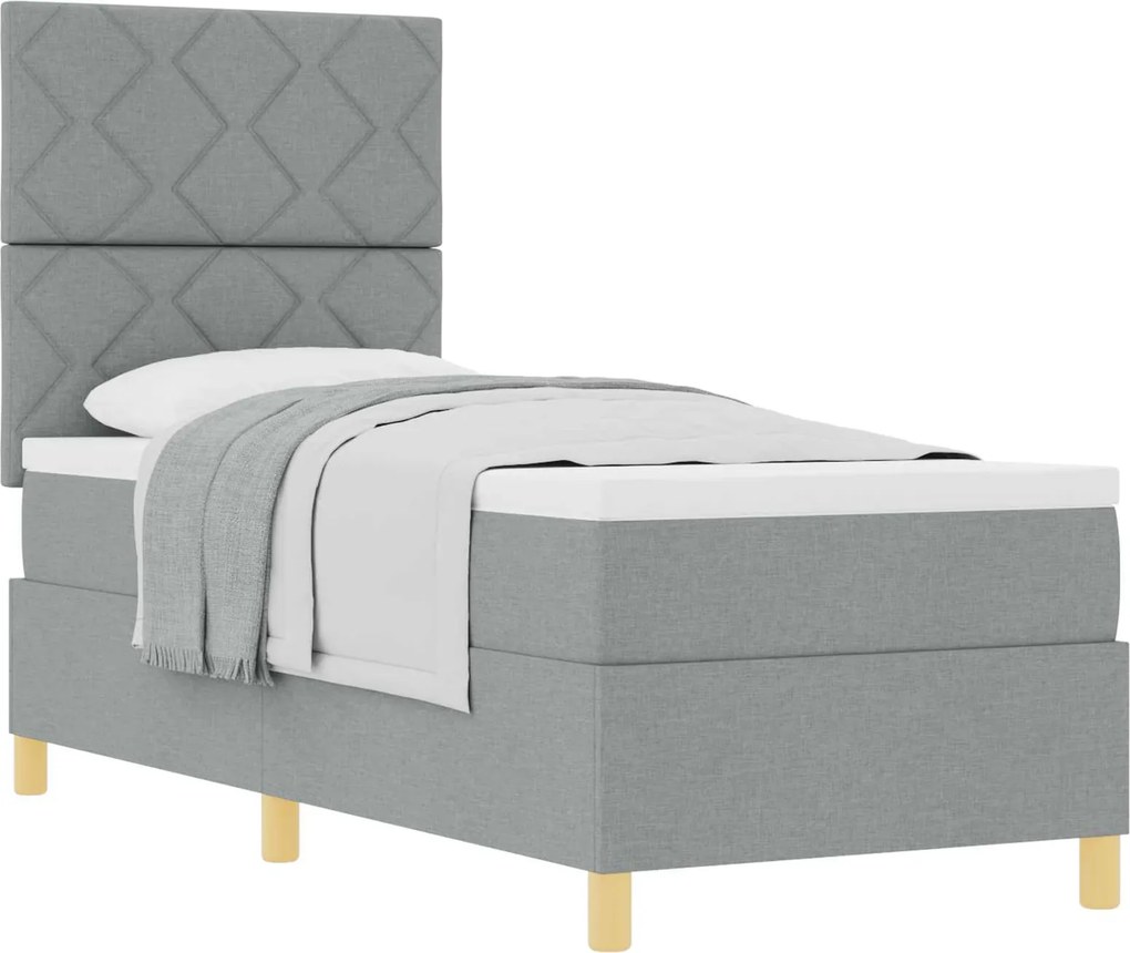 Postel s boxspringem s čelo Světle šedá 80 x 200 cm textil 3339651