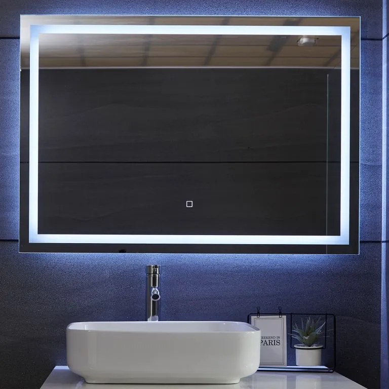 Aquamarin Koupelnové zrcadlo s LED osvětlením, 100 x 70 cm