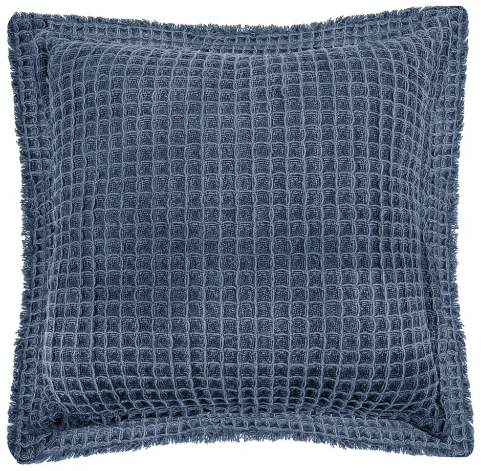 Modrý bavlněný dekorativní polštář Tiseco Home Studio Waffle, 45 x 45 cm