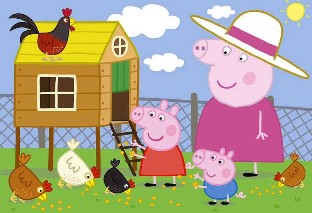 DINO Puzzle 24 dílků Peppa Pig Slepičky 26x18cm skládačka v krabici dn351615