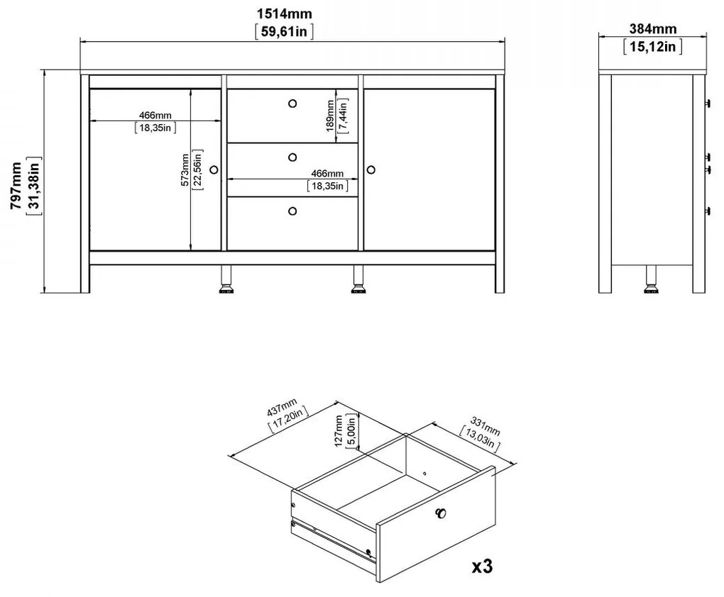 Tvilum Komoda Real 2d3s bílá