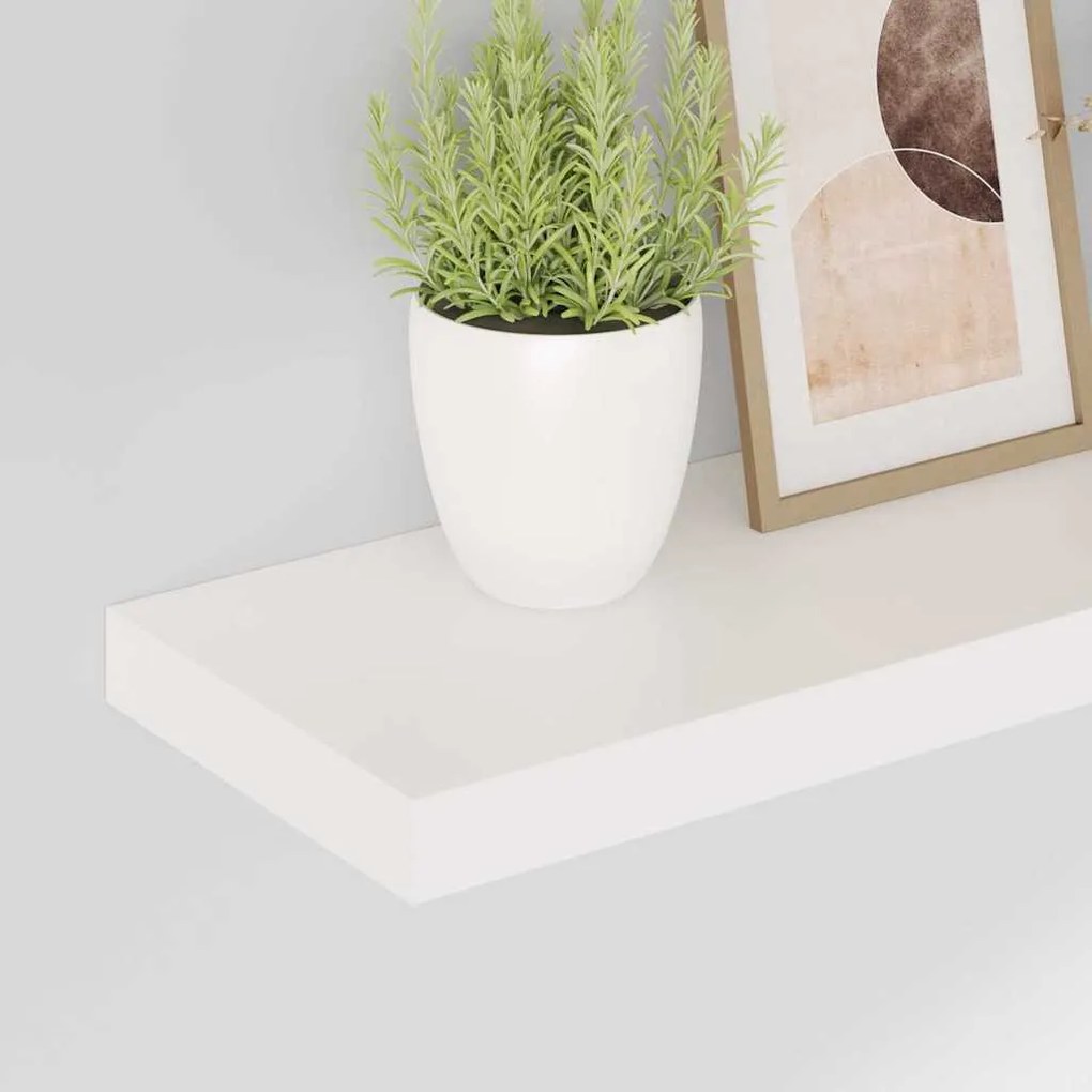 Plovoucí nástěnné police 2 ks bílé vysoký lesk 50x23,5x3,8 cm MDF 323746