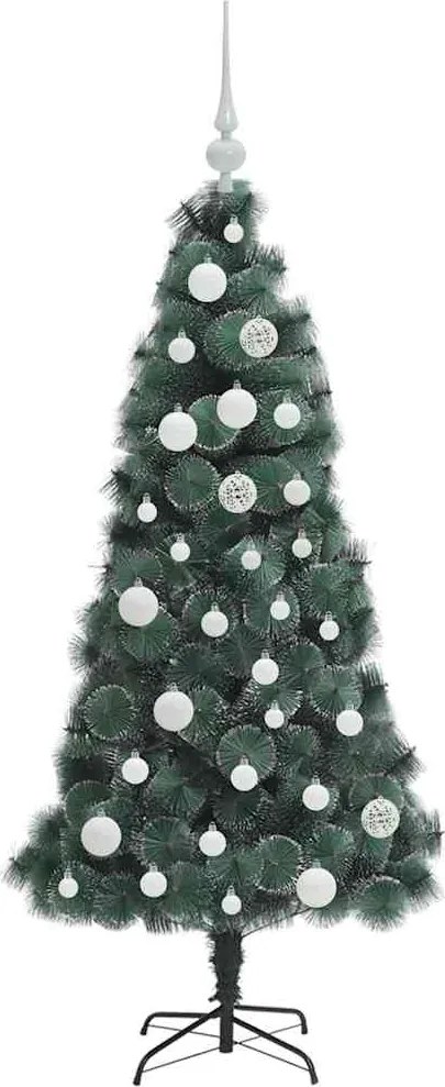 Umělý osvětlený vánoční stromeček s sadou koulí Zelená 120 cm 3396144