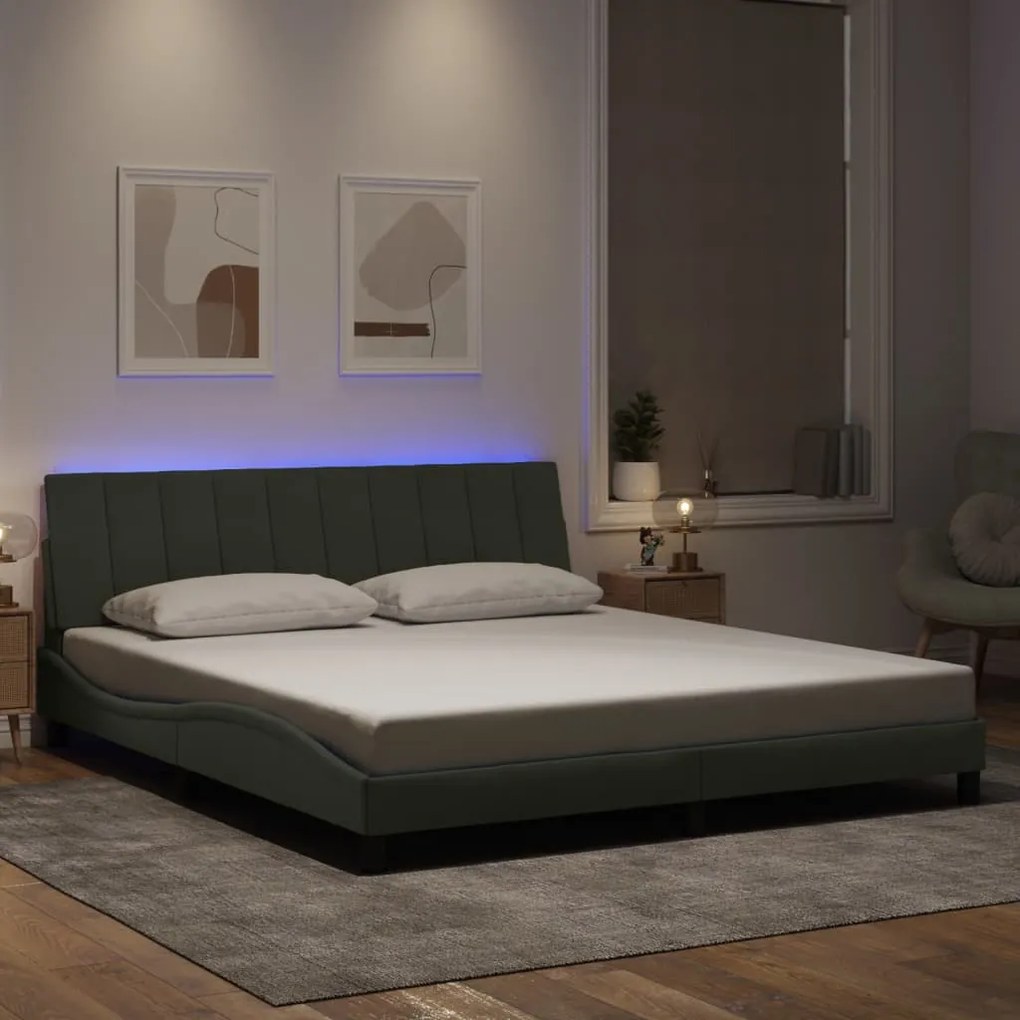 Rám postele s LED osvětlením bez matrace Hanko světle šedý 180 x 200 cm samet 3213793