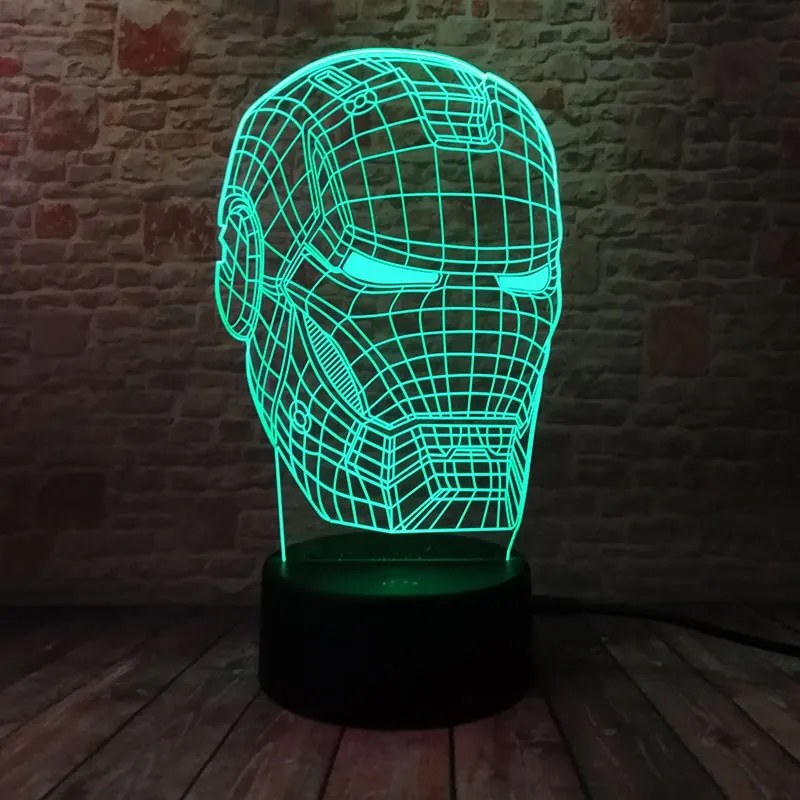 3D LED Lampička Iron Man maska