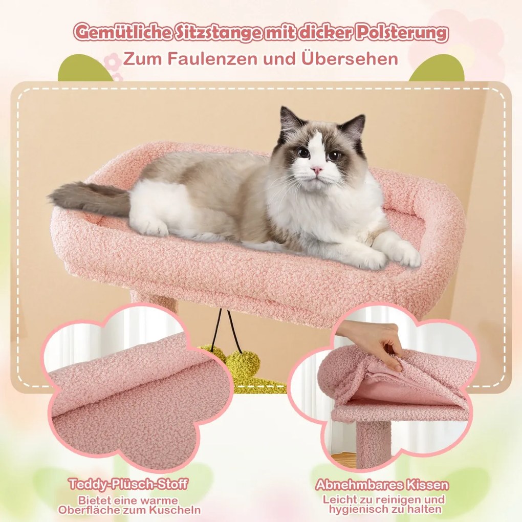 Costway Květinové škrabadlo a plyšová polstrovaná platforma a Cat House Cat Tree