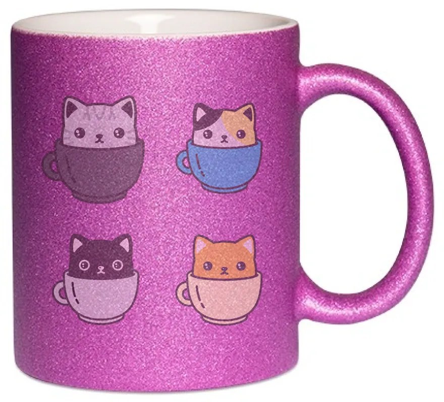 Ekomazlíček Třpytivý hrnek CAT CUP Barva hrnknu: Tyrkysová