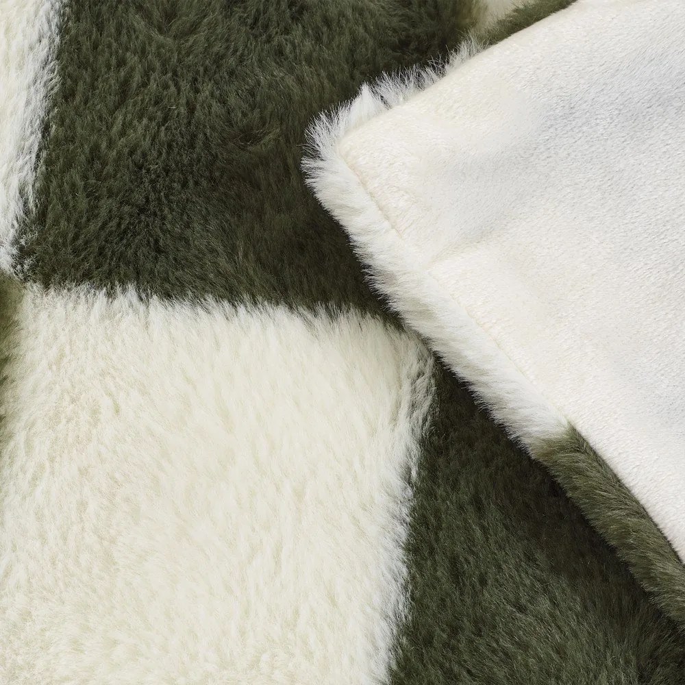 Bílá/zelená deka 130x170 cm Cosy Soft Checkerboard – Catherine Lansfield