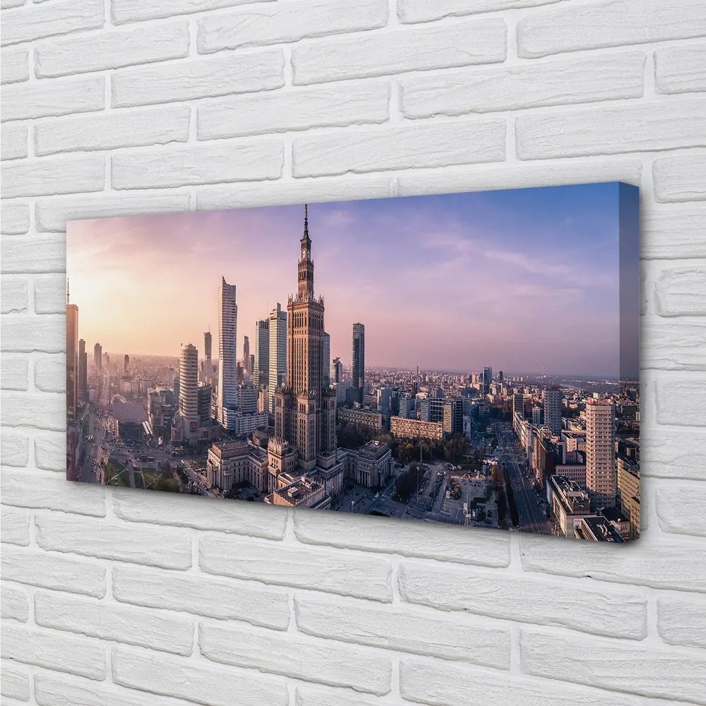 Obrazy na plátně VARŠAVA Sunrise mrakodrapy panorama 100x50 cm