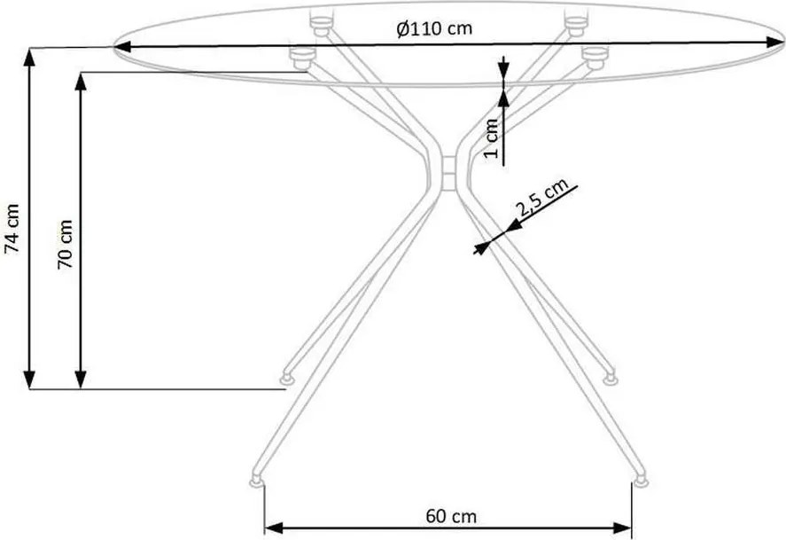 Jídelní stůl Rondo, čirá / zlatá