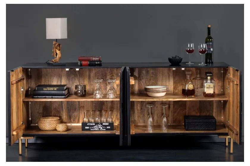 Massive home | Černá designová komoda Black Mandala 160cm