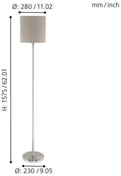 Eglo 95167 - Stojací lampa PASTERI 1xE27/60W/230V