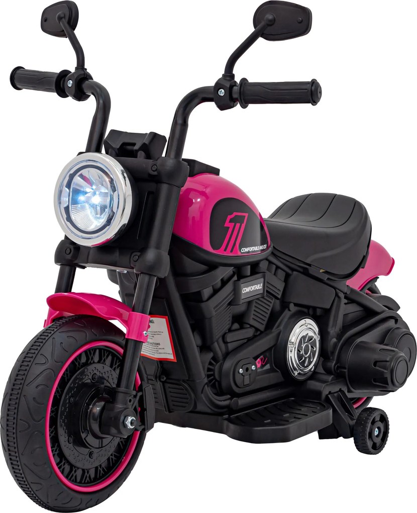 Ramiz Elektrická motorka Chopper FASTER pro děti růžová + FM rádio + audio panel + LED